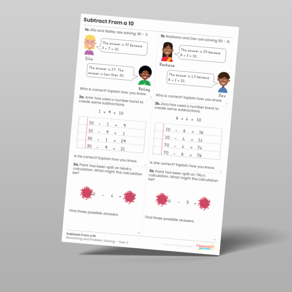 Subtract From A 10 Reasoning And Problem Solving Resource Classroom Secrets