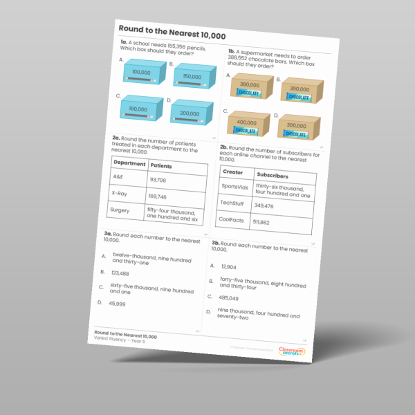 Year 5 Round To The Nearest 10 000 Varied Fluency Resource | Classroom ...