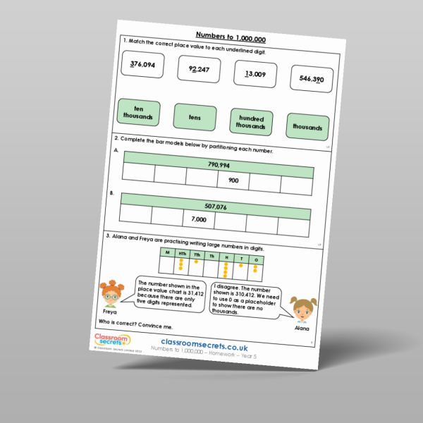 Year 5 Numbers To 1 000 000 Homework Resource | Classroom Secrets