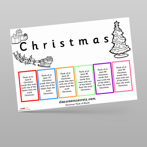 KS1 And Ks2 Christmas Think Of Words Early Morning Work Resource ...