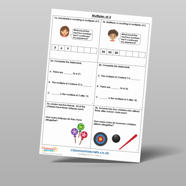 Multiples Of 3 Worksheets