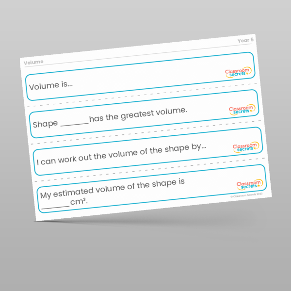 Year 5 Volume Stem Sentences Resource | Classroom Secrets