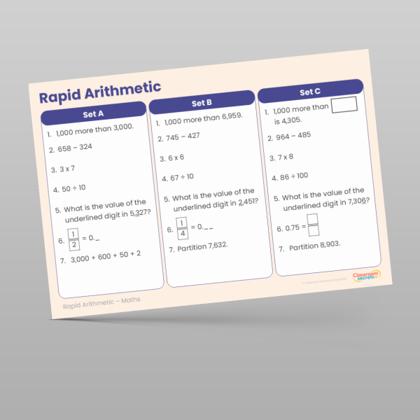 Year 5 Autumn Week 6 Rapid Arithmetic Resource | Classroom Secrets