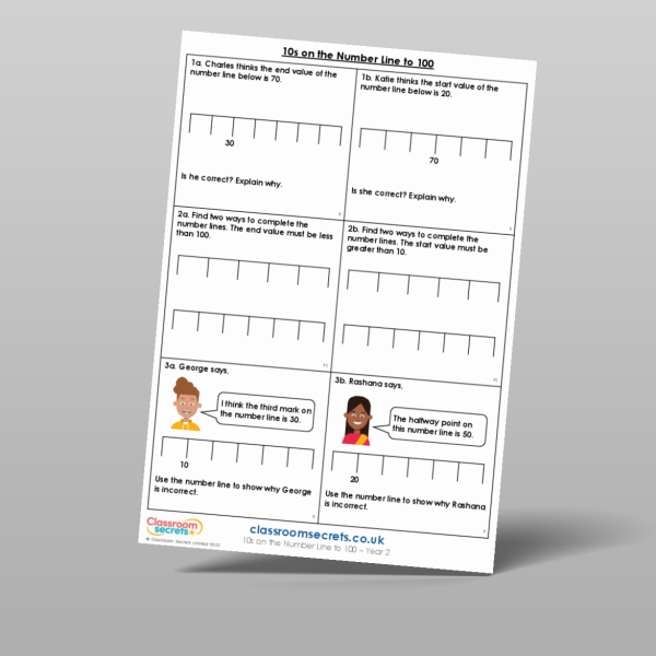 Year 2 10s On The Number Line To 100 Reasoning And Problem Solving ...