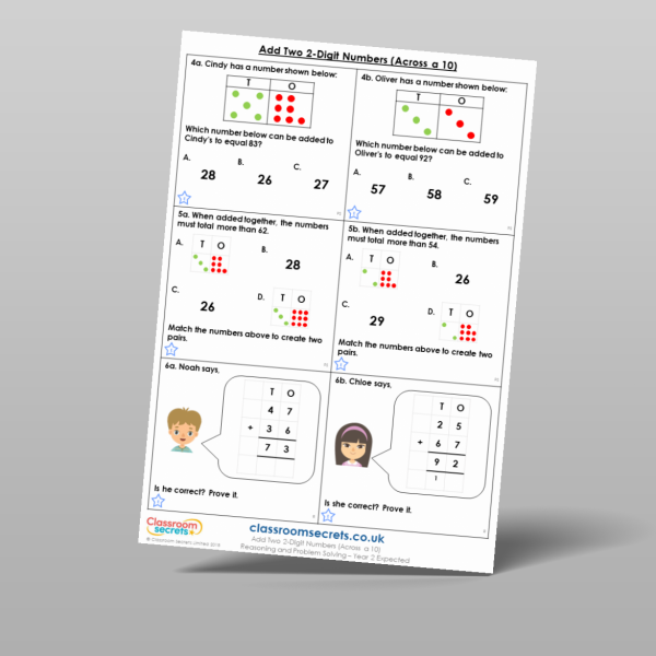 Year 2 Add 2 Digit Numbers Across A 10 Reasoning And Problem Solving ...