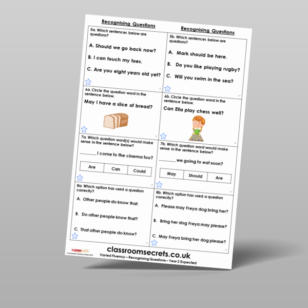 Year 2 Recognising Questions Varied Fluency Resource | Classroom Secrets