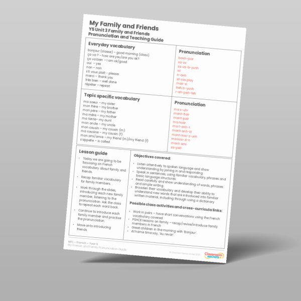 Year 5 My Family And Friends Pronunciation Guide Resource | Classroom ...