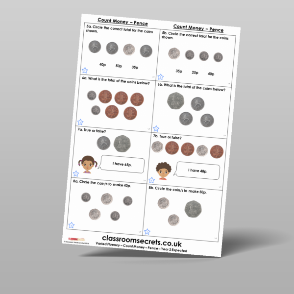 Year 2 Count Money Pence Varied Fluency Resource | Classroom Secrets