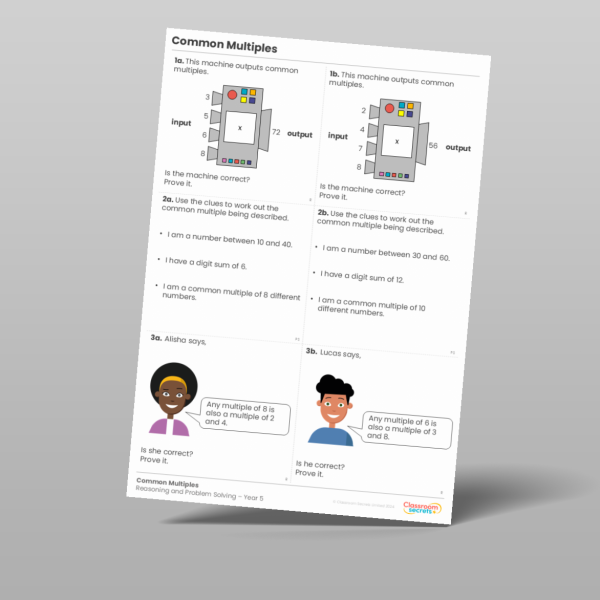 Common Multiples Reasoning and Problem Solving Resource | Classroom Secrets