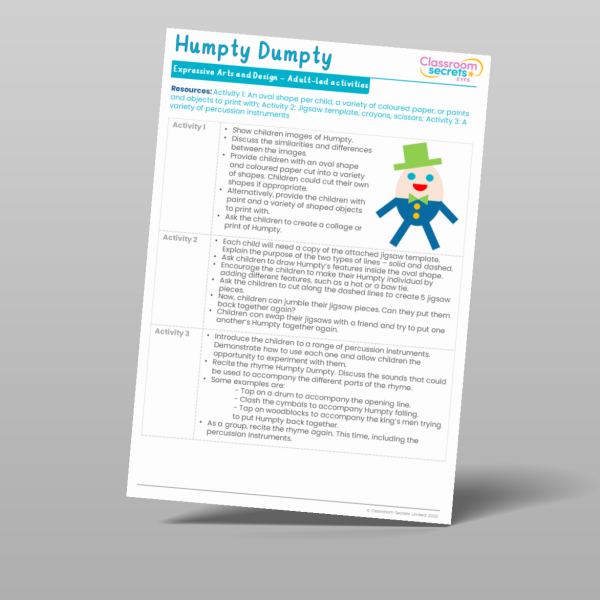 Eyfs Humpty Dumpty Expressive Arts And Design Resource | Classroom Secrets