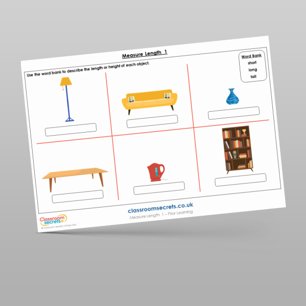 Year 1 Measure Length Using Objects Prior Learning Resource | Classroom Secrets