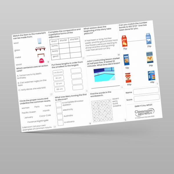 Year 3 Early Morning Work Autumn Week 9 Resource | Classroom Secrets
