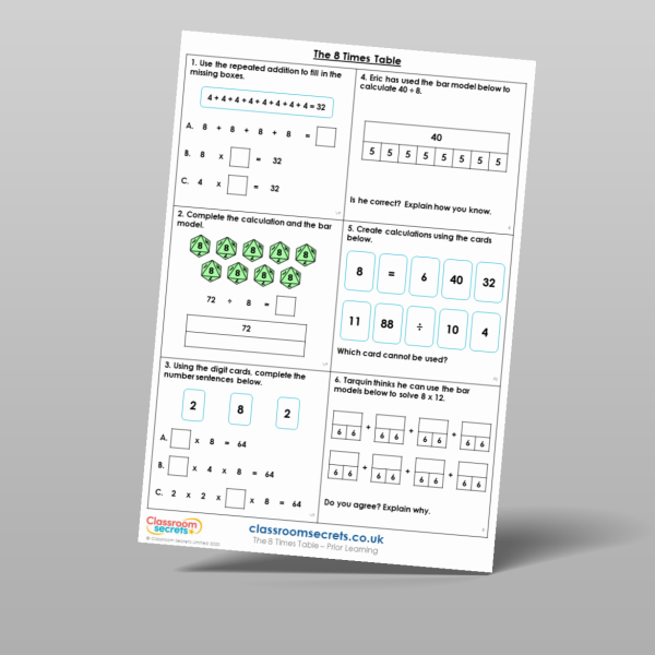 Year 3 The 8 Times Table Prior Learning Resource | Classroom Secrets