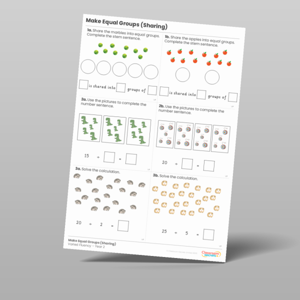 Year 2 Make Equal Groups Sharing Varied Fluency 2 Resource | Classroom ...
