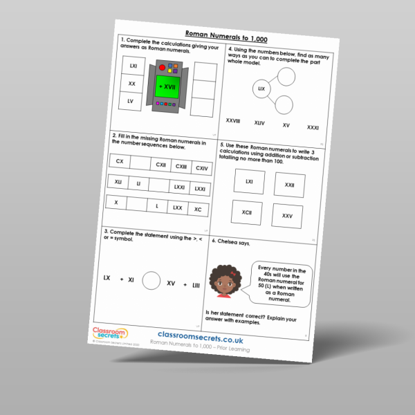Year 5 Roman Numerals To 1 000 Prior Learning Resource | Classroom Secrets