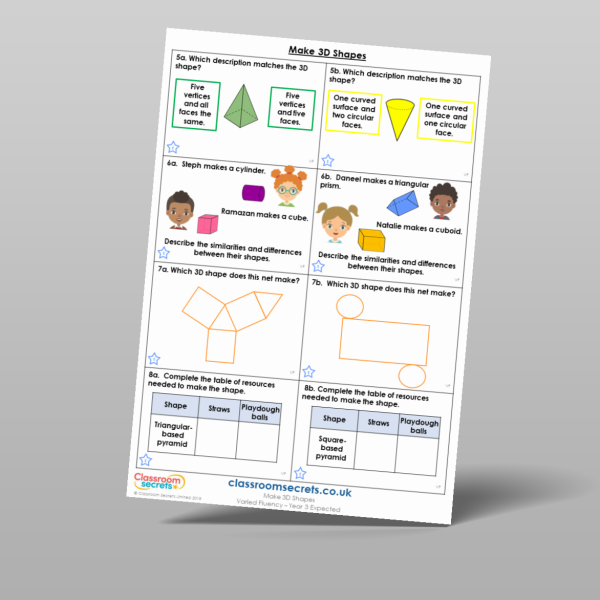 Year 3 Make 3d Shapes Varied Fluency Resource | Classroom Secrets