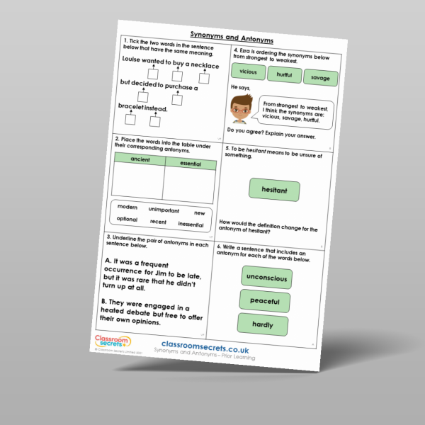 Year 6 Synonyms And Antonyms Prior Learning Resource | Classroom Secrets