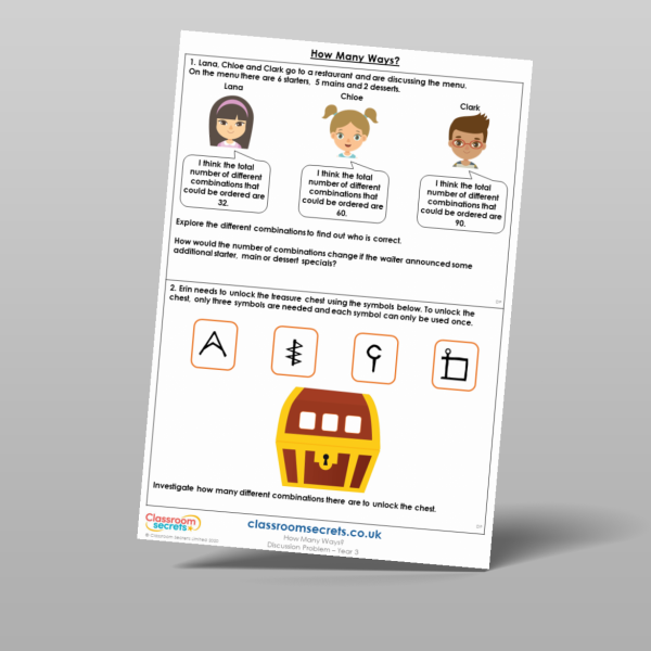 Year 3 How Many Ways Discussion Problem Resource | Classroom Secrets