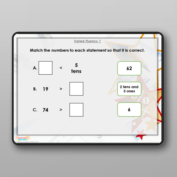 Year 2 Compare Numbers Modelling Ppt Resource | Classroom Secrets