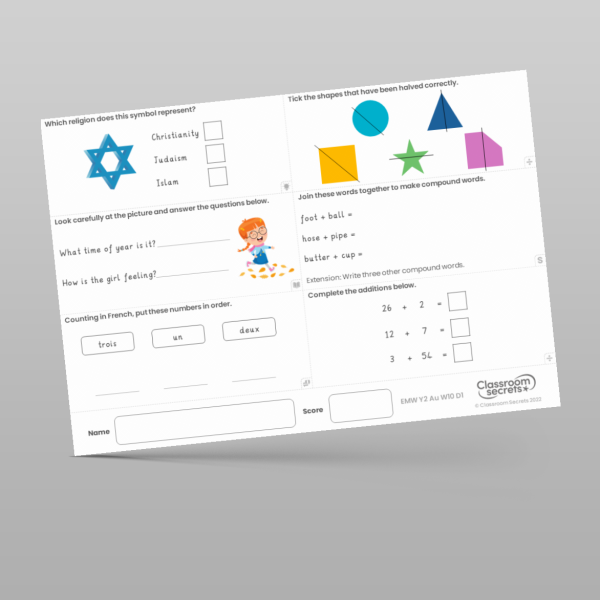 Year 2 Early Morning Work Autumn Week 10 Resource | Classroom Secrets