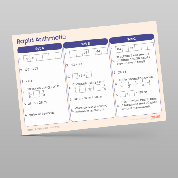 Year 3 Summer 2 Week 2 Rapid Arithmetic Resource | Classroom Secrets
