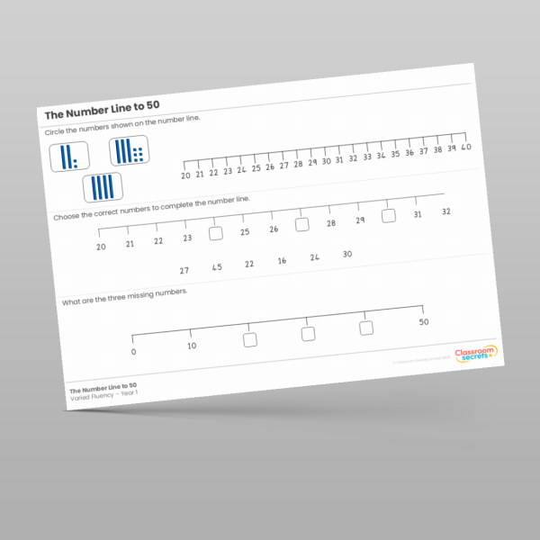 Year 1 The Number Line To 50 Varied Fluency 2 Resource | Classroom Secrets