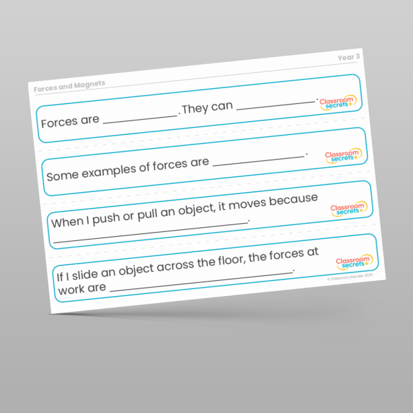 Year 3 Forces And Magnets Stem Sentences Resource | Classroom Secrets