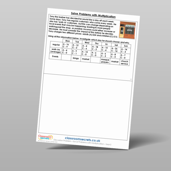 Year 5 Solve Problems With Multiplication Discussion Problem Resource ...