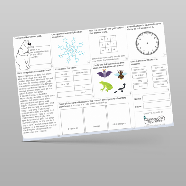 Year 3 Early Morning Work Winter Resource | Classroom Secrets