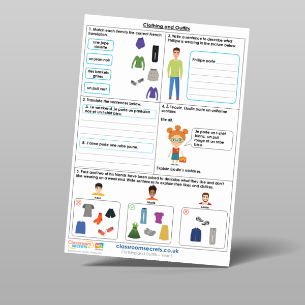 Year 5 Clothing And Outfits Main Activity Resource | Classroom Secrets