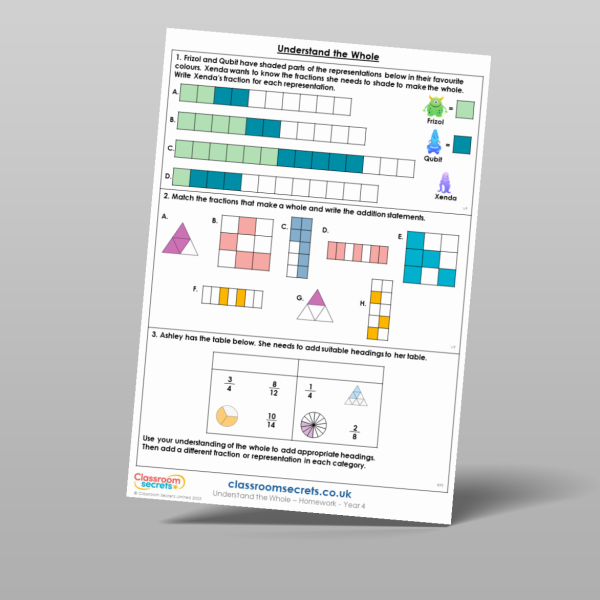 Year 4 Understand The Whole Homework Resource | Classroom Secrets