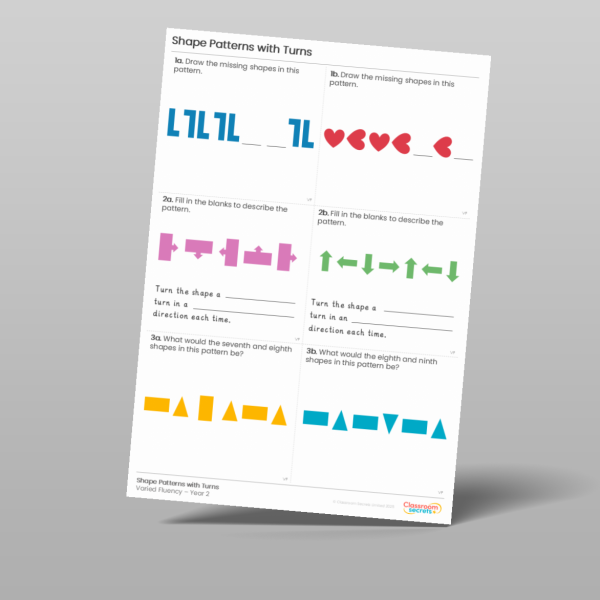 Year 2 Shape Patterns With Turns Varied Fluency 2 Resource | Classroom ...