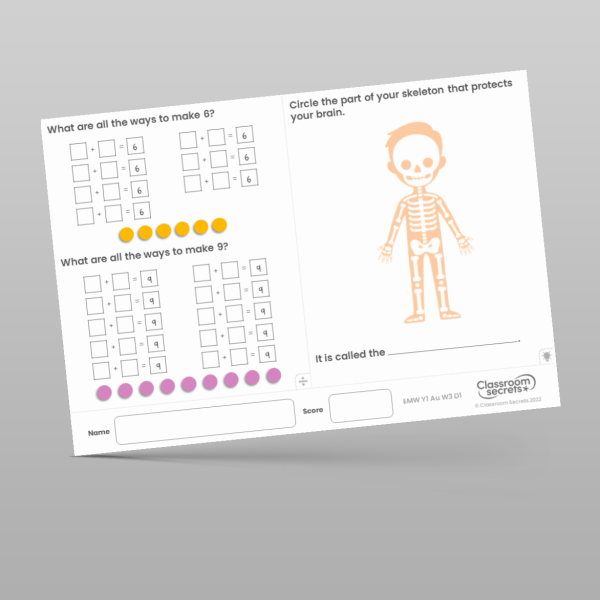 Year 1 Early Morning Work Autumn Week 3 Resource | Classroom Secrets