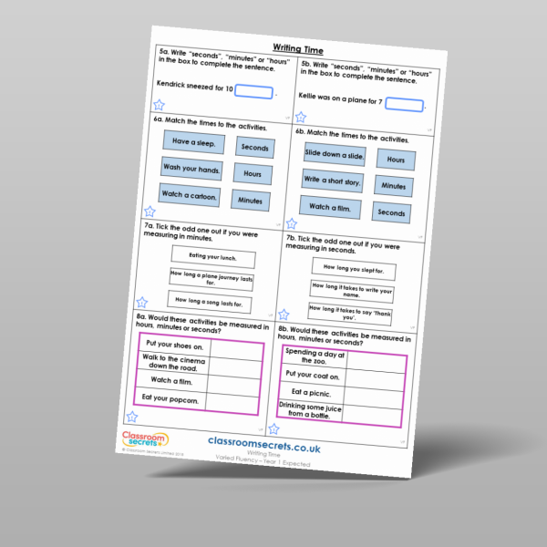 Year 1 Writing Time Varied Fluency Resource | Classroom Secrets