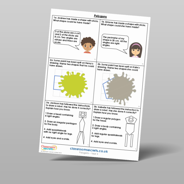 Year 4 Polygons Reasoning And Problem Solving Resource Classroom Secrets