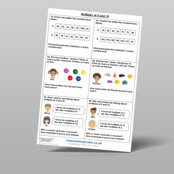 Year 3 Multiples Of 5 And 10 Reasoning And Problem Solving Resource ...