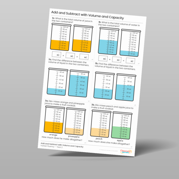 Year 2 Add And Subtract With Volume And Capacity Varied Fluency ...