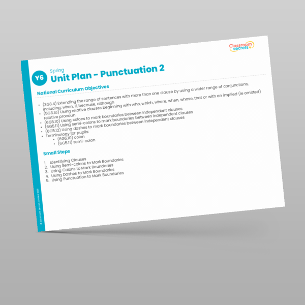 Year 6 Punctuation 2 Guidance Resource | Classroom Secrets