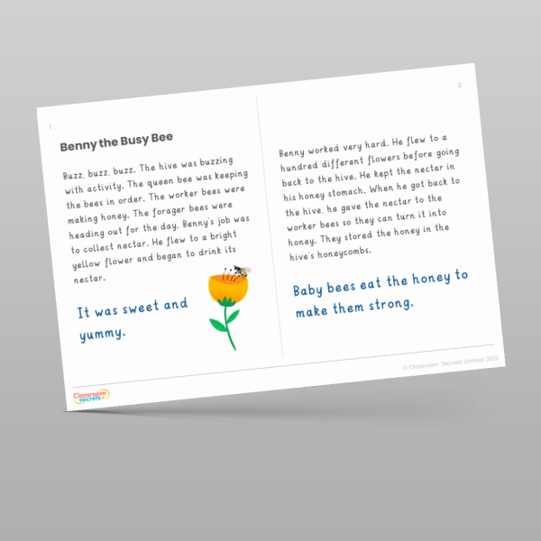 Year 1 Reading Skills Benny The Busy Bee Resource | Classroom Secrets