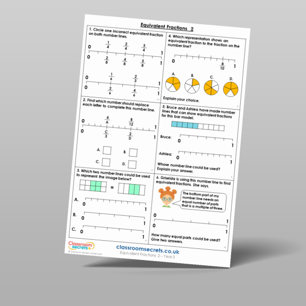 Year 3 Equivalent Fractions 2 Mixed Activity Resource | Classroom Secrets