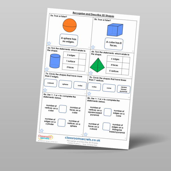 Year 3 Recognise And Describe 3d Shapes Varied Fluency Resource ...