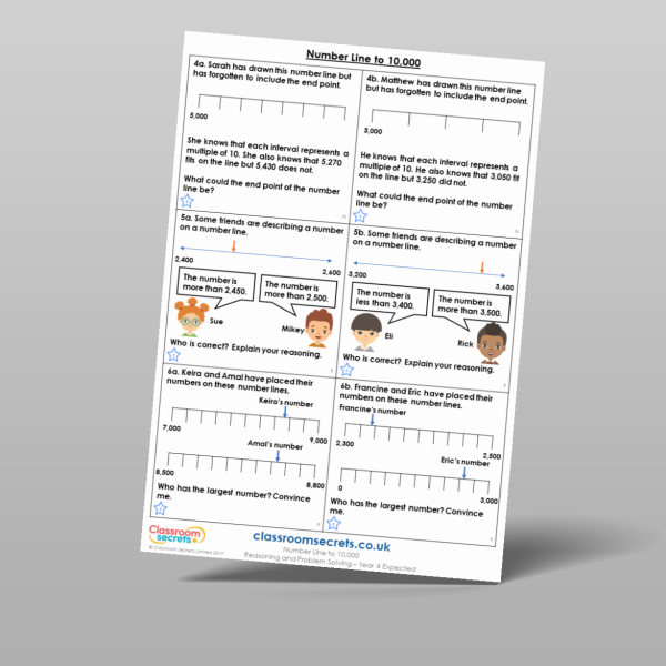 Year 4 Number Line To 10 000 Reasoning And Problem Solving Resource ...