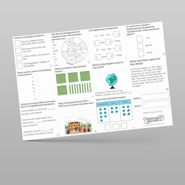 Year 4 Early Morning Work Autumn Week 2 Resource | Classroom Secrets