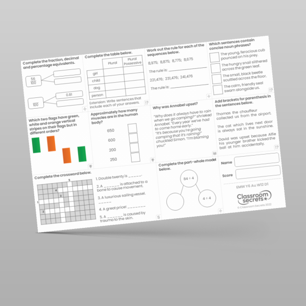 Year 6 Early Morning Work Autumn Week 12 Resource | Classroom Secrets