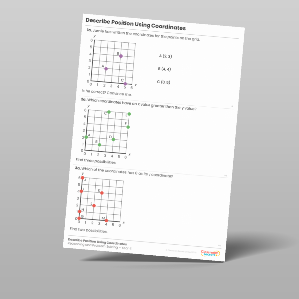 Year 4 Describe Position Using Coordinates Reasoning And Problem ...