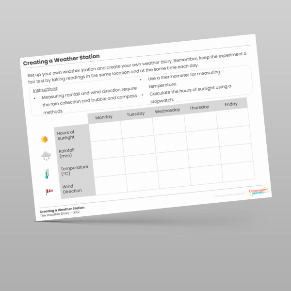 LKS2 Creating A Weather Station Fieldwork Worksheet Resource ...