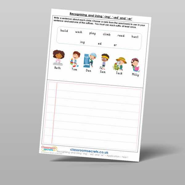 Year 1 Recognising And Using Ing Ed And Er Application Resource Classroom Secrets
