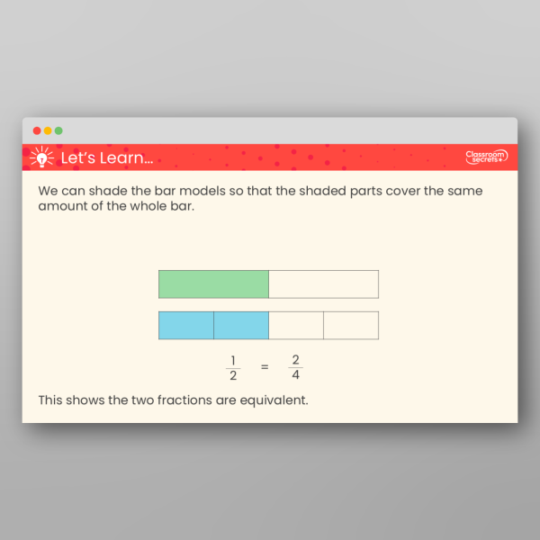 Year 3 Equivalent Fractions As Bar Models Teaching Ppt Resource ...