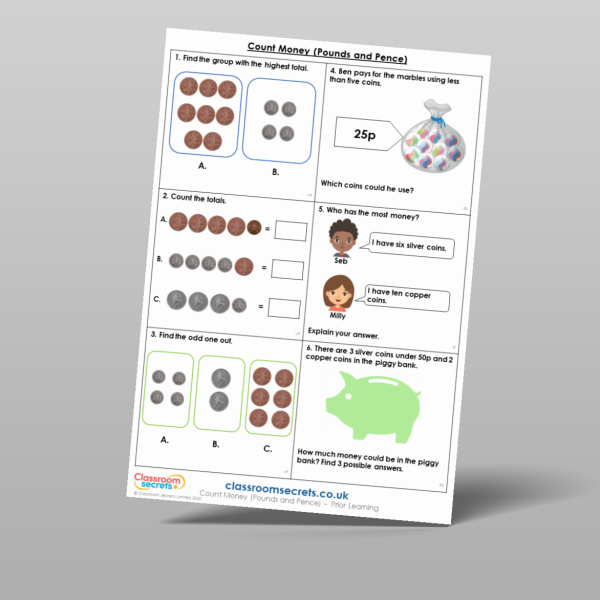 Year 2 Count Money Pounds And Pence Prior Learning Resource | Classroom ...