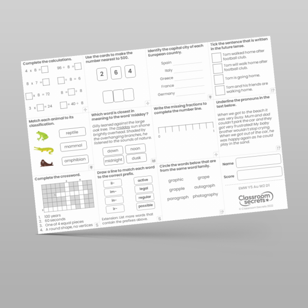 Year 5 Early Morning Work Autumn Week 2 Resource | Classroom Secrets